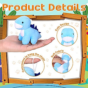 20 Pack Operation Christmas Plush Mini Dinosaur Stuffed Animal Bulk Dinosaur Party Favors Toys Dinosaur Plush Keychain Soft Dino Figures Assortment Cute Dino Plush, Goody Bags Filler for Boys Girls