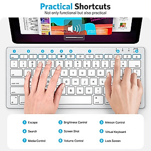 Emetok for iPad Keyboard [Aluminum Base, Big Keycap, Rechargeable], Portable Bluetooth 5.1 Keyboard for iPad 10th/9th/8th, iPad Pro 11/12.9, iPad Air/Mini/iPhone, Silver