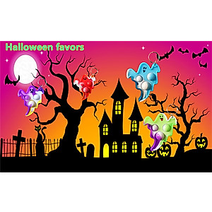 HOZKEAP 24 Packs Bulk Halloween ghost Fidget Bubble Mini Pop Keychain，Small Birthday Party Favors Supplies and Student Prizes