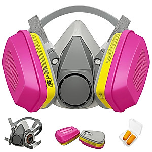 LMINHAN Respirator Mask for Chemical - Half Facepiece Respirator Mask with 60923 Filter for Organic Vapors Epoxy Resin Dust Painting Construction Sanding