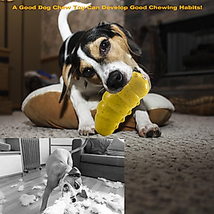 HONGEZEY Dog Toys for Aggressive Chewers, Interactive Squeaky Dog Toys, Indestructible Dog Chew Toy for Training and Cleaning Teeth, Durable Elasticity Dog Toys for Small Medium Large Breed (Yellow)