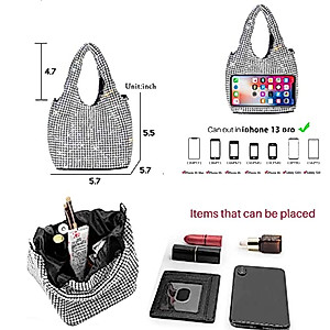 Yokawe Women Rhinestone Purse Sparkly Evening Bag Bling Hobo Bag Crystal Handbag Vacation Club Party Prom Wedding Clutch