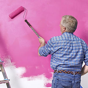 HOSKO 4FT Paint Roller Kits - 9.5 inches Roller Frame with 3 Paint Roller Covers and 36 inches Stainless Steel Detachable Handle - for Painting Walls and Ceiling