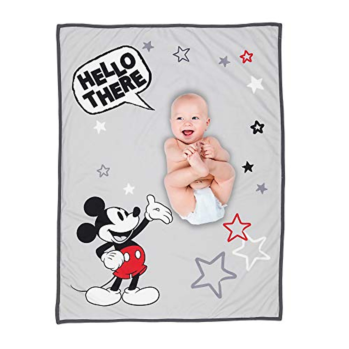 Lambs & Ivy Disney Baby Mickey Mouse Picture Perfect Baby Blanket - Gray