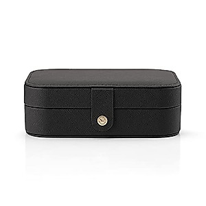 Vlando Faux Leather Travel Jewelry Box Organizer Display Storage Case for Rings Earrings Necklaces, Black