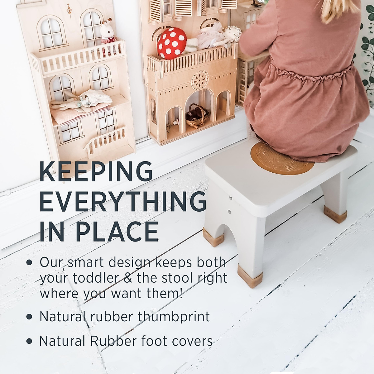 Hevea Natural Rubberwood Kids Step Stool (Dusty Blue)