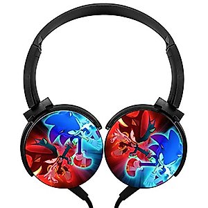 Women's/Adults Teen Boys Shadow Sonic Foldable Headphones Over Ear Headset Wired Headphones Lightweight Earphone Microphone Headphone for Womens Gaming