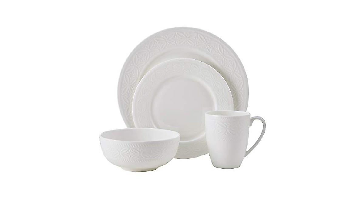Mikasa Indira 16-Piece Dinnerware Set - Durable, Elegant White Bone China