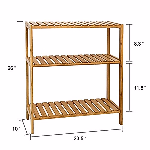 Bamboo Shelf Bathroom 3-Tier Storage Shelves Stand Rack Multifunctional Shelving for Bedroom Kitchen Living Room