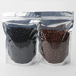 Ellbest 100Pcs Aluminum Mylar Foil Plastic Packaging Bags, Resealable Clear Silver Ziplock Stand Up Pouch Bag for Beans Coffee Cookie Food Storage 5.9x8.7 inch