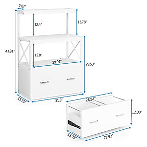Tribesigns Lateral File Cabinet Modern Filing Cabinet with 1 Large Drawer, Printer Stand with 3 Open Storage Shelves for Home Office