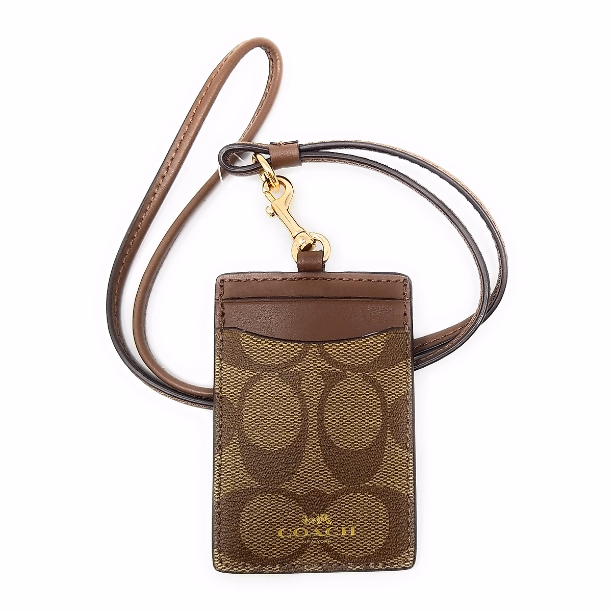 Coach ID Lanyard in Assorted Colors (Signature Canvas, Khaki - Saddle 2)