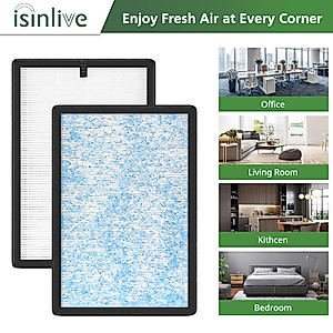 isinlive 2 Pack AirMax 8L True HEPA Replacement Filters Compatible with Okaysou AirMax8L Air Purifier, 3-in-1 Blue Ultra-Filter Filtration System, H13 True HEPA Filter