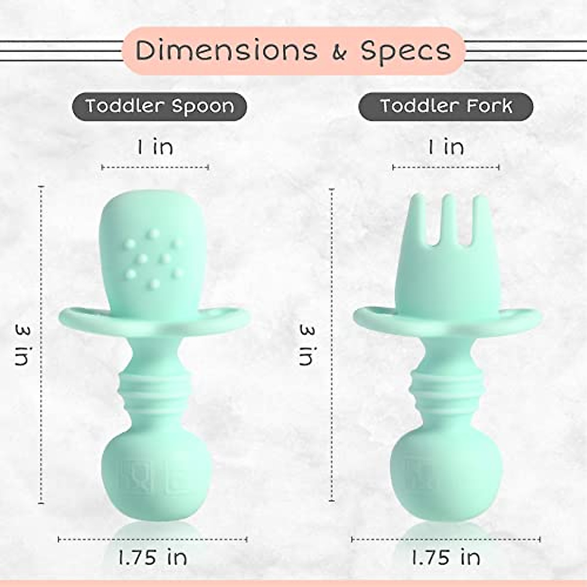 Mia Li Toddler Utensils Set - First Training Self Feed Silicone Baby Utensils - Bpa Free Anti-Choke Baby Spoon and Toddler Fork Utensils Set -100% Food Grade Toddler Spoons and Forks