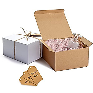 Starrky Kraft Paper Gift Boxes, 12PCS Kraft Paper Present Packaging Boxes 8 x 8 x 4 Inches Kraft Cardboard Gift Boxes for Valentine's Day Christmas Bridesmaid Proposal Birthdays Weddings Crafting