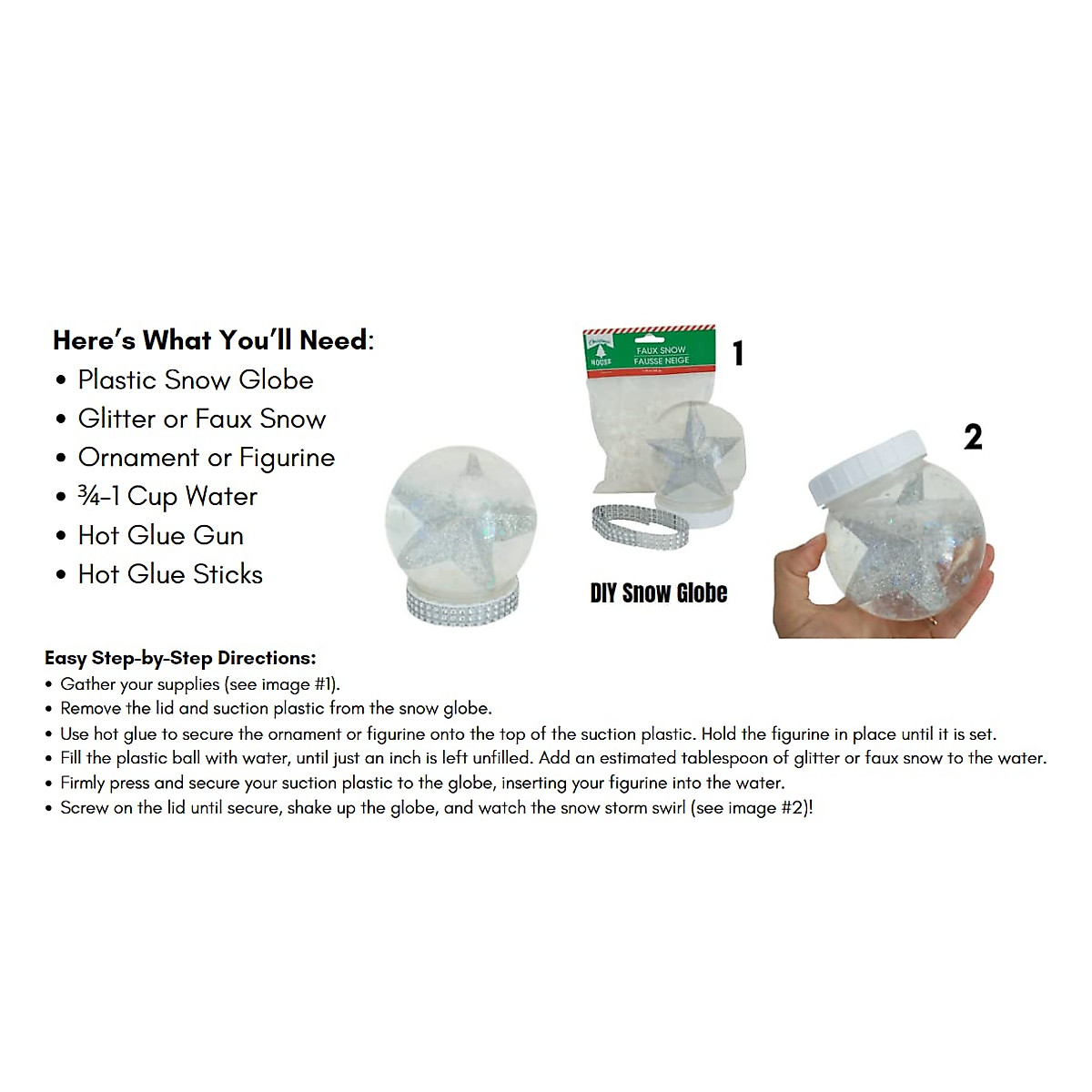 4 inch DIY Plastic Snow Globe with Removable Screw Off lid - Fun DIY Activity for Kids and Family! Snowglobes Creations!