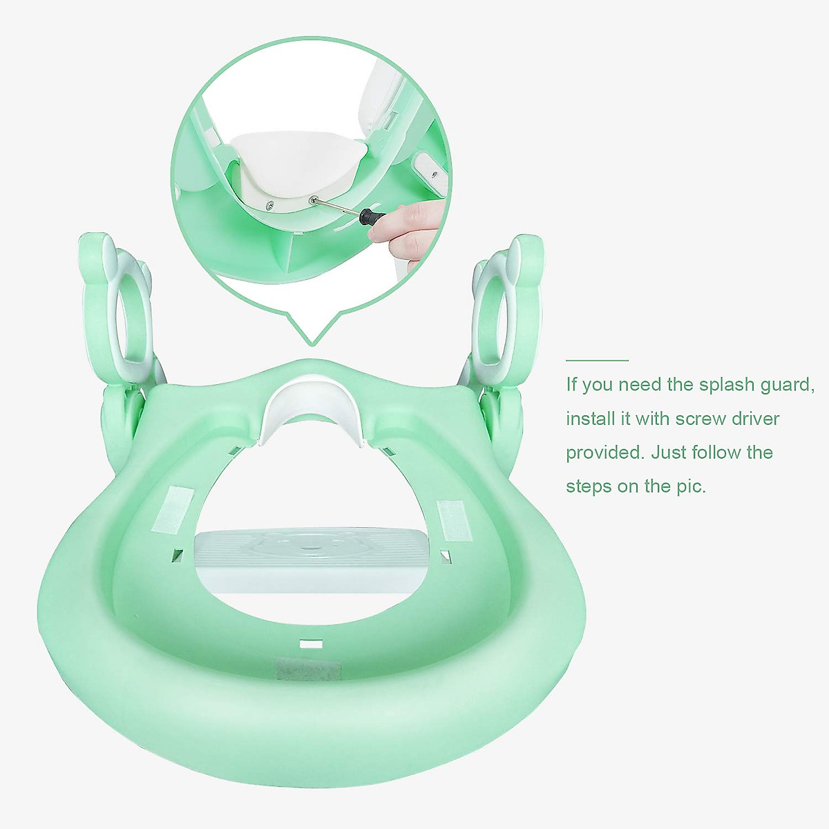 GrowthPic Potty Training Seat, Toddler Toilet Seat, Potty Chair with Splash Guard for Kids, Anti-skid, Soft Cushion, Potty Ladder, Green