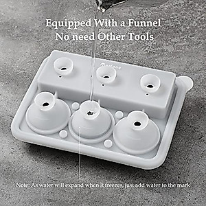 Ice Cube Trays 2 Pack, Morfone Silicone Round Ice Ball Molds& Square Large Ice Molds Combo with Lids, Funnel Design Easy-Release Reusable Ice Ball Maker for Whiskey, Cocktail, Bourbon, Homemade Drinks