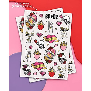 xo, Fetti Bride or Die Bachelorette Temporary Tattoos - 48 Foil Styles | Til Death Do Us Party Bach Decoration, Bridesmaid Favor, Bride to Be Gift + Bridal Shower Supplies