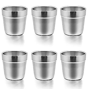 E-far Cups for Toddlers Kids, 6 Ounce Stainless Steel Insulated Tumblers for Children Preschoolers, Training & Transition, Double Wall & Shatterproof, Mirror Polished & Dishwasher Safe - 6 Pack