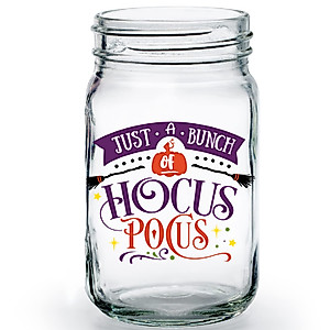 Toasted Tales Hocus Pocus Halloween Mason Jar | Season Holiday Glassware| Spooky Glass Tumbler | Novelty Gifts For Her | Halloween Witches Wine Glasses | Hocus Pocus Mason Jar