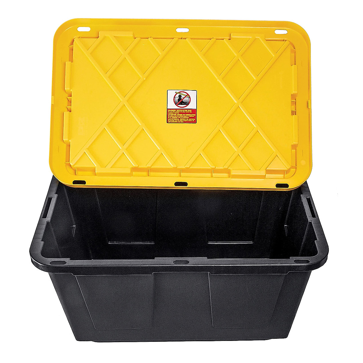 ANF BRANDS (12-Pack) Heavy-Duty 27-Gallon Black and Yellow Storage Bins, Stackable with Secure Lids for Ultimate Organization