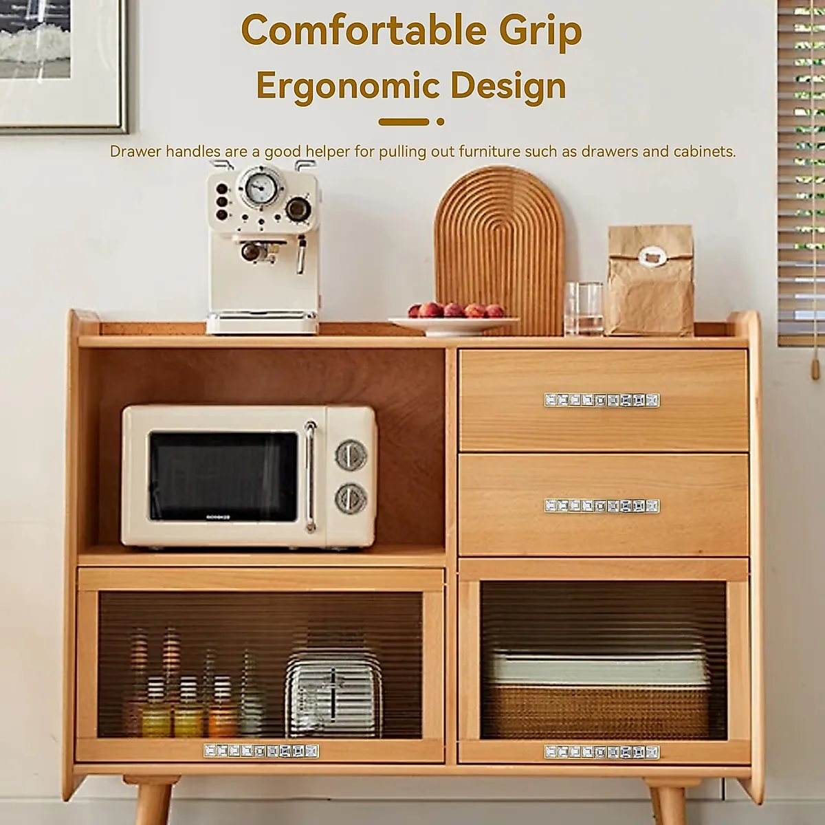 Gold Crystal Handles, Clear Crystal Cabinet Pull Bling Door Knobs Double Hole Cupboard Handles for Wardrobe, Kitchen, Bedroom