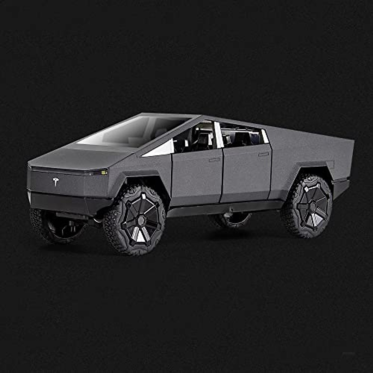 EROCK 1:24 Scale Cybertruck Model Toy Pull Back Pick-Up Truck with Sound and Light, Alloy Diecast Truck Toys for Kids Gift or Vehicles Model Collection Enthusiasts (Matte Black)