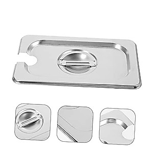Slotted Pan Lid Stainless Steel Opening Cover Box with Lid Food Warmer Pan Lid Food Pan Cover Lid Food Plate Cover for Jam Rectangular Jam Serving Plate Lid Jam Snack Tray Lid