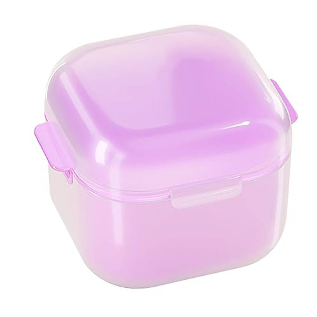 OFIDUS Denture Bath Case, Denture Cups for Soaking Dentures, Retainer Cleaning Case with Strainer Basket, Portable False Teeth Container, Soak Container for Retainer, Braces, Mouthguard (Purple)
