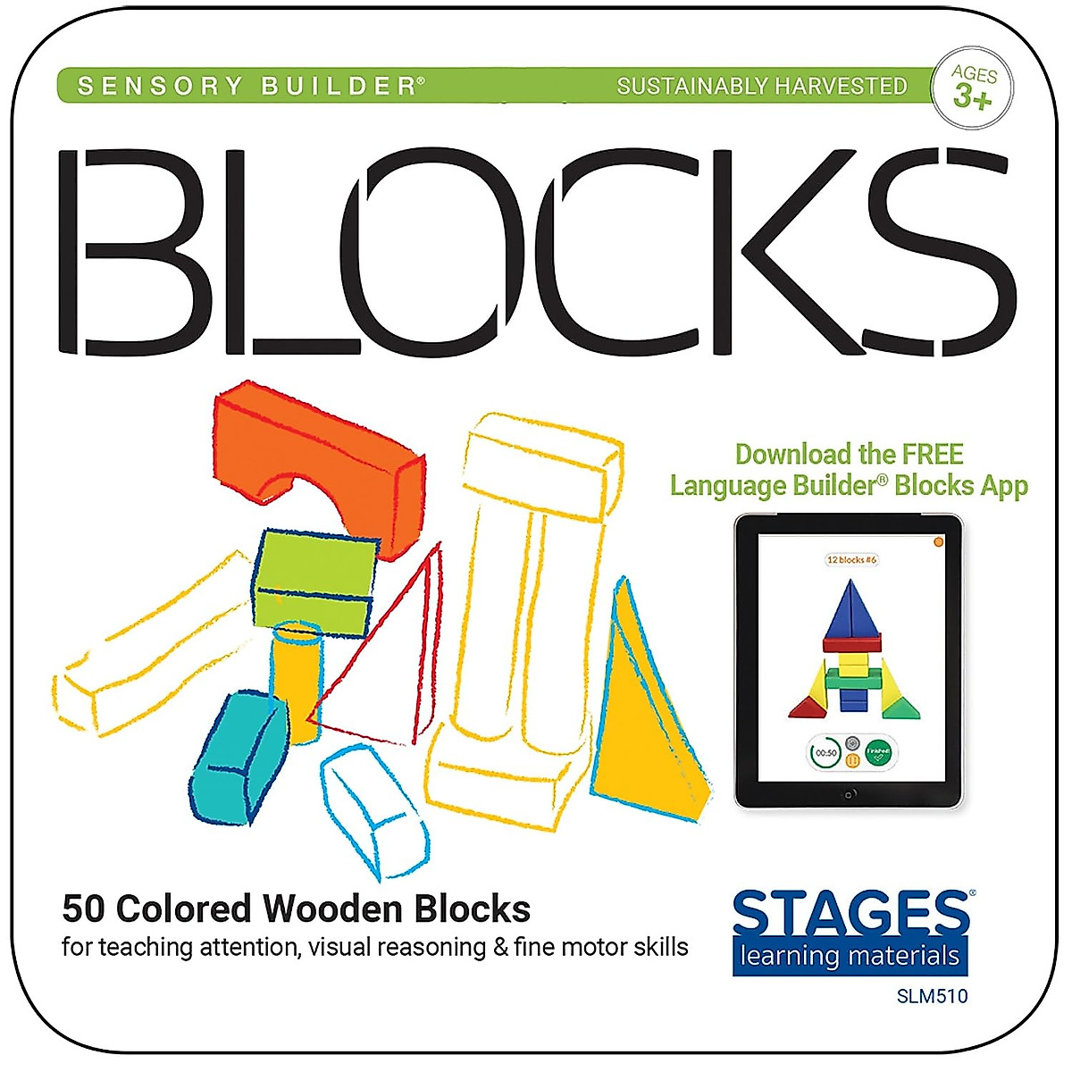 Stages Learning Materials Sensory Builder Blocks, Set of 50 (SLM510)