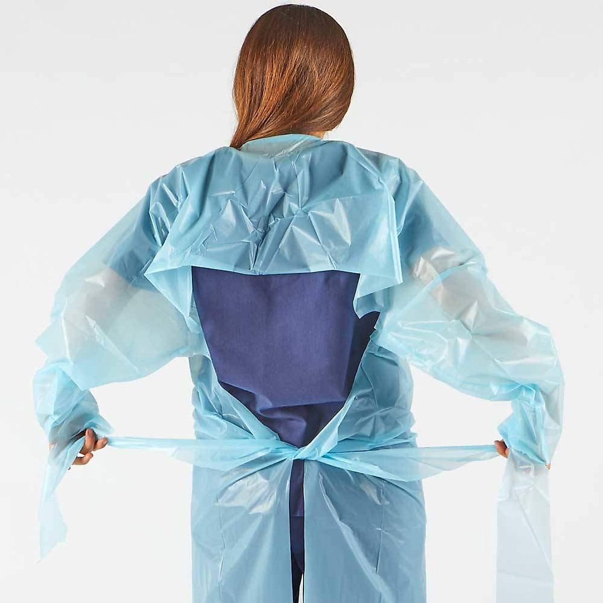 hand2mind Polyethylene, Level 1, Disposable, Non-Surgical Isolation Gowns, Blue, 150 pcs/case (10 Bags of 15 Gowns per case)