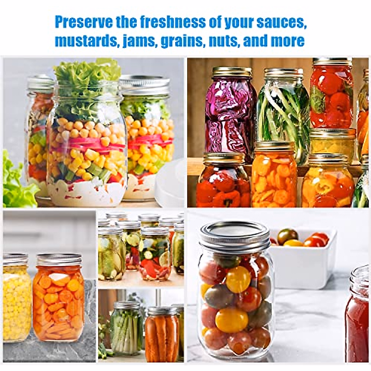 Mason Jar Vacuum Sealer, Mifenney Food Saver Jar Sealer Kit with Accessory Hose for Regular and Wide Mouth Mason Jars, with Manual Vacuum Pump and Lid Opener