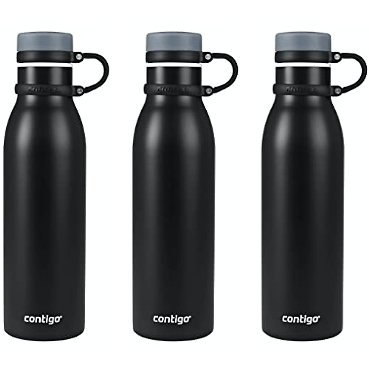 Contigo Matterhorn Stainless Steel Water Bottle, 20 oz - Matte Black (3-Pack)