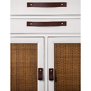 KEYAIIRA - Leather and Brass Drawer Handle - minimal furniture knobs modern kitchen handle pulls for cabinets farm house Scandinavian dresser hardware