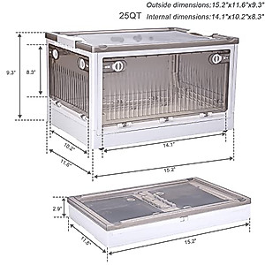 haomsj Collapsible Storage Bins with Lids, Five-door Plastic Folding Storage Box, Stackable Storage Bins with Wheels, Plastic Organization Cube Box for Home & Office Organization (25 Quarts)