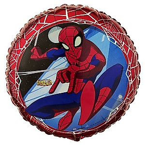 Spiderman Super Hero Birthday Party Supplies Bundle Pack for 16 Includes Dessert Plates, Napkins, Table Cover, Happy Birthday Banner, Paper Masks, Favor Loot Bags, Favor Bracelets, Mylar - 84 Pieces