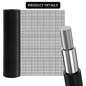 Upgraded Black Hardware Cloth Galvanized Wire Mesh 1/2 Inch 19 Gauge Chicken Wire Fence Roll Welded Wire Mesh Fence Roll for Home and Garden Fence and Home Improvement Project (1/2 inch 36''x100')