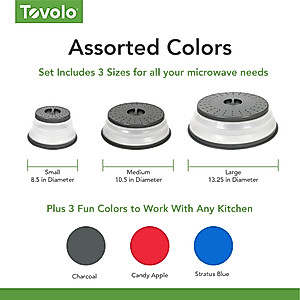 Tovolo Vented Collapsible Medium Microwave Cover (Charcoal) - Splatter Guard & Colander Kitchen Gadget for Food & Meal Prep / Dishwasher-Safe, BPA-Free Silicone & Plastic