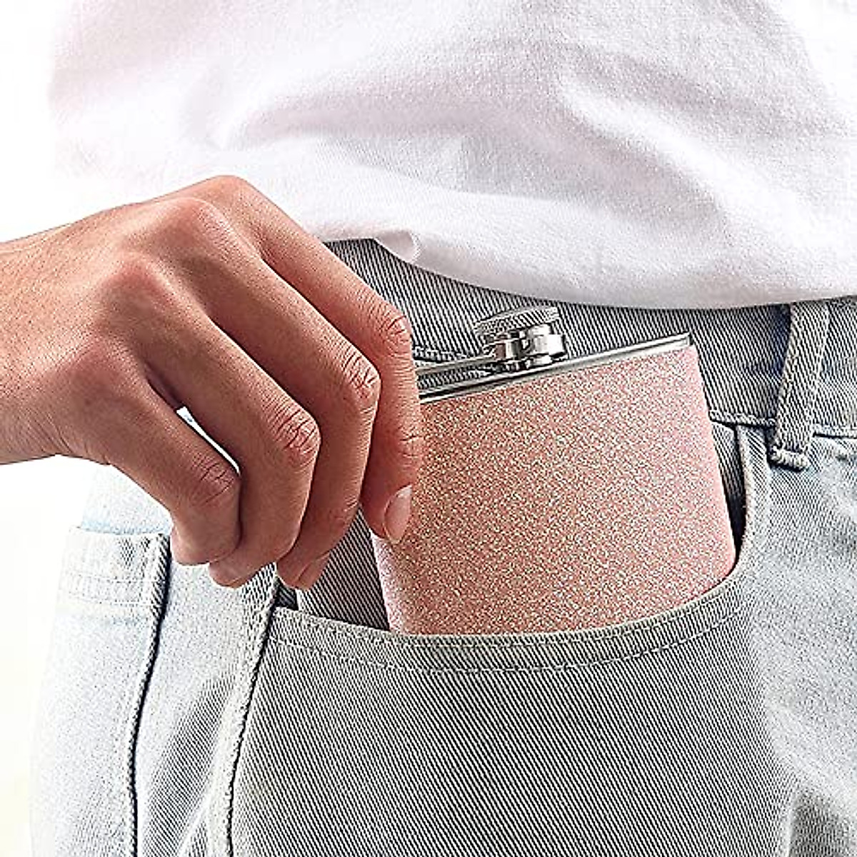 FYL 8 Oz Hip Flask for Liquor, 18/8 Stainless Steel Leak Proof With Colorful Glitter Hip Flask