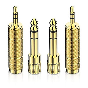 DIGITNOW Headphone Adapter 6.35mm (1/4 Inch) Male to 3.5mm (1/8 Inch) Female and 3.5 mm Male Plug to 6.35 mm Female Jack, Audio Stereo TRS Converter Adapters (4 -Pack Gold Plated)