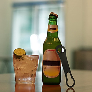 Prasacco 2 Pack Bottle Opener, Black V-Rod Bottle Opener Stainless Steel Bar Key for Bartenders Flat Metal Bar Speed Key Opener Dog Bone Wine Bottle Opener for Bartenders Home Kitchen