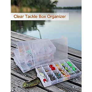 Sjqecyfv Tackle Box Organizer 18 Grids Plastic Craft Box Organizer Bead Organizer Clear Fishing Box with Dividers, 1 Pack
