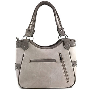 Zelris Floral Poppy Horse Western Women Conceal Carry Tote Handbag Purse Set (Beige Silver)