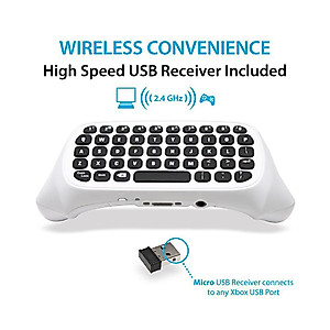 Backlight Keyboard for Xbox One with Audio Jack/Headset Mini Game Keyboard Fit Xbox One/One S/One Elite/2, 2.4G Receiver Included