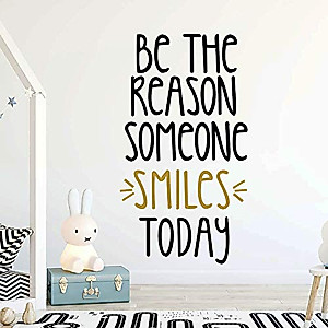 Inspirational Wall Decor Quotes for Boy Girl Room–Be The Reason Someone Smiles Today– Decor for Living Room Bedroom Classroom Playroom Nursery Girls Boys Room Wall Decals Decorations