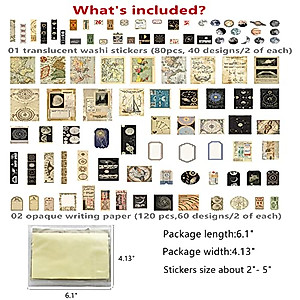 200pcs Aesthetic Stickers for Journaling - Vintage Scrapbook Stickers Journaling Supplies Space Moon Stickers Scrapbooking Supplies Paper for Witch Bullet Journals Supplies Kit Junk Journal Planners