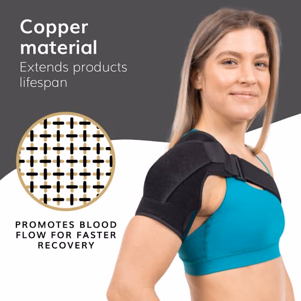 BraceAbility Shoulder Support Brace - Compression Copper Arm Immobilizer Sleeve for Rotator Cuff or Labrum Tears, Bursitis Pain, Impingement, SLAP Injury, Dislocated Recovery for Men and Women (L/XL)