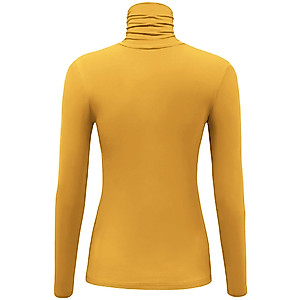 AUHEGN Women's Turtleneck Shirts Long Sleeve Tops Thermal Sweaters for Women X-Large Mustard