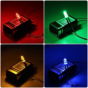 DiCUNO 100Pcs (10 Colors × 10Pcs) 5MM Pre Wired 12V LED Diodes, 9.4 Inch/24CM Ultra Bright Light Emitting Diodes Assorted Color Kit Box for Circuit Science Experiment, DIY Lighting Projects